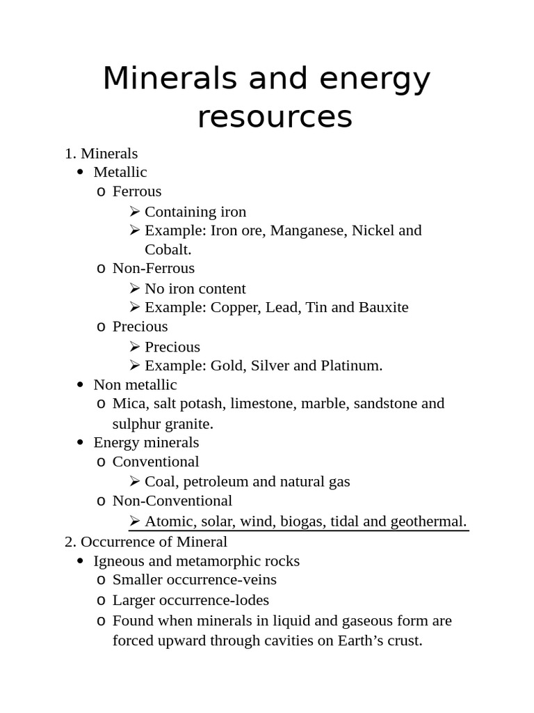 MIND MAP | PDF | Ore | Minerals