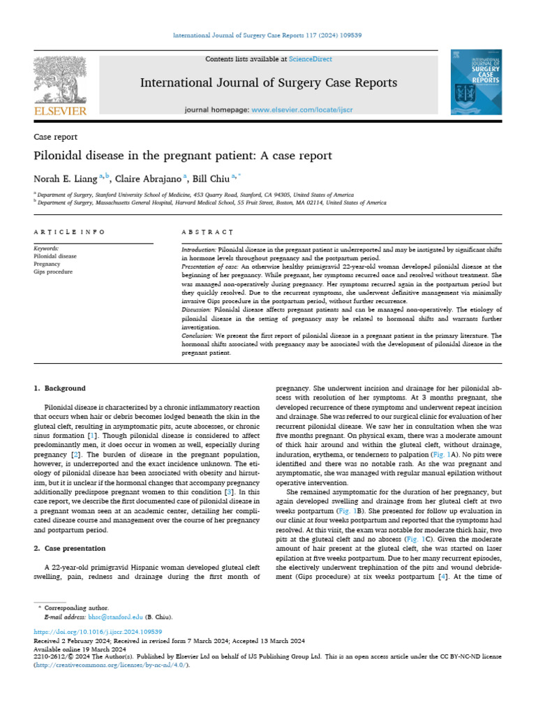 Pilonidal Disease in The Pregnant Patient A Case R | PDF | Pregnancy ...
