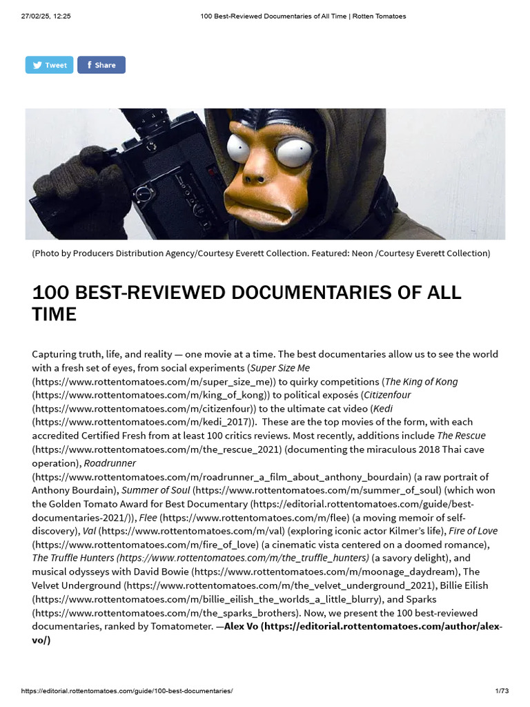 Top 100 Best-Reviewed Documentaries | PDF