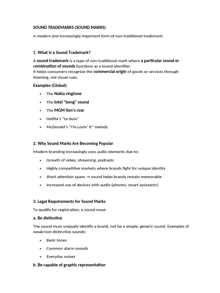 Sound Trademarks | PDF