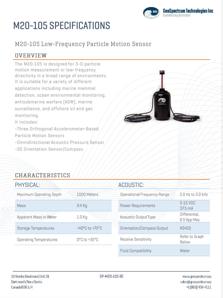 Specifications SP-M20-105-R2 by GeoSpectrum Technologies Inc | PDF ...