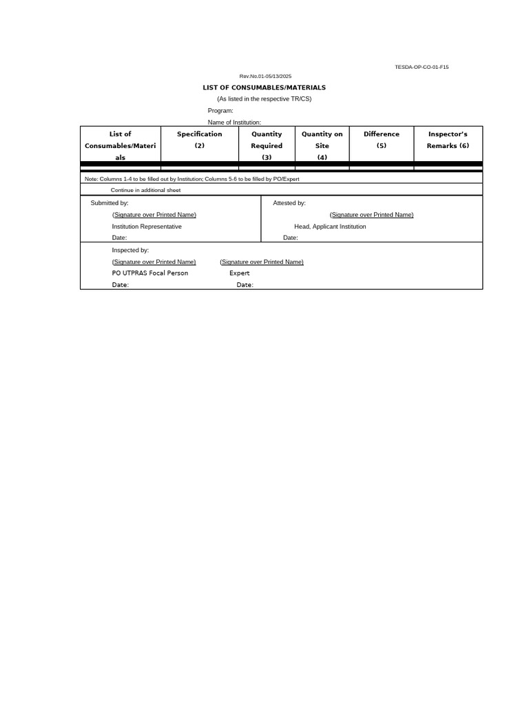 Tesda Op Co 01 F15 | PDF