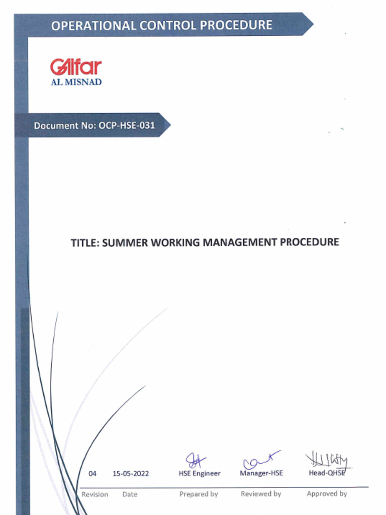 Summer Heat Stress Management Procedure | PDF | Hyperthermia | Perspiration