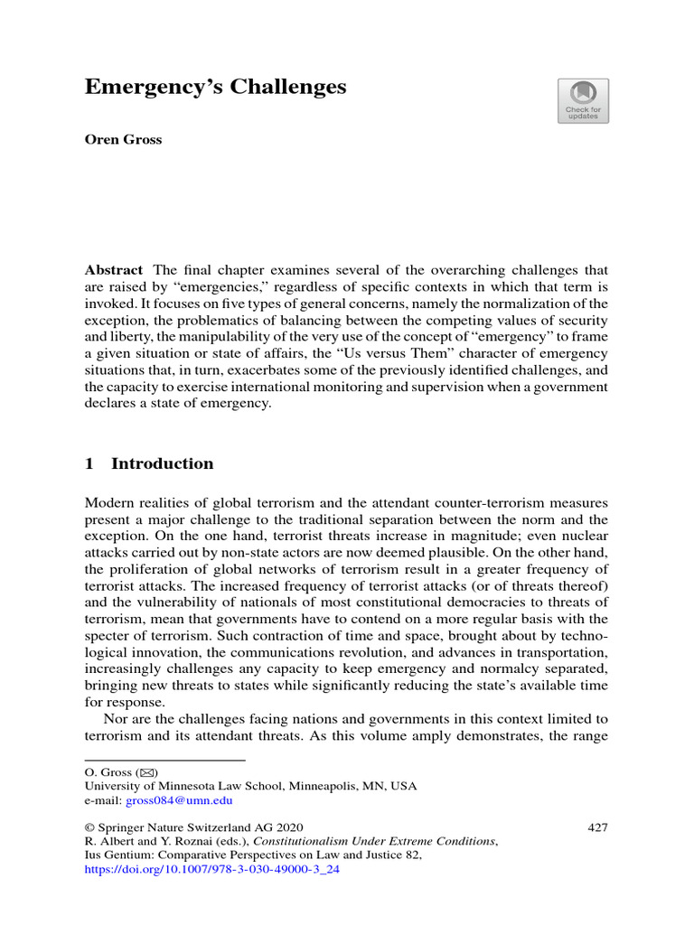 Emergency's Challenges by Oren Gross | PDF | Risk | Framing (Social ...