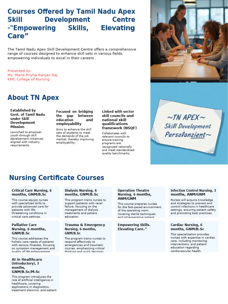 Courses Offered by Tamil Nadu Apex Skill Development Centre | PDF ...