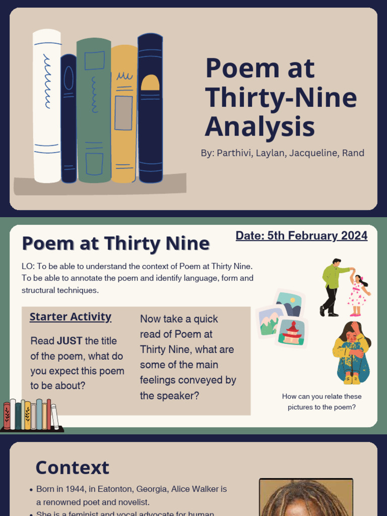 Poem at Thirty-Nine - Jaqueline, Parthivi, Laylan, Rand | PDF | Poetry