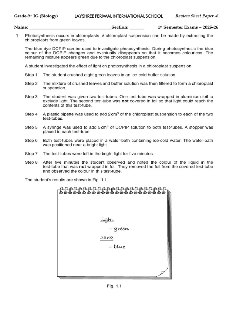 9th Grade Biology Review Sheet 2025-26 | PDF
