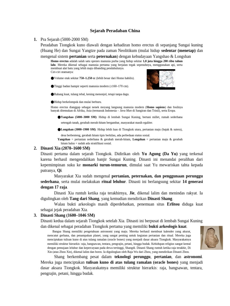 Sejarah Peradaban Tiongkok Kuno | PDF
