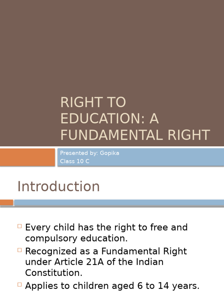 Right to Education: Key Features & Impact | PDF