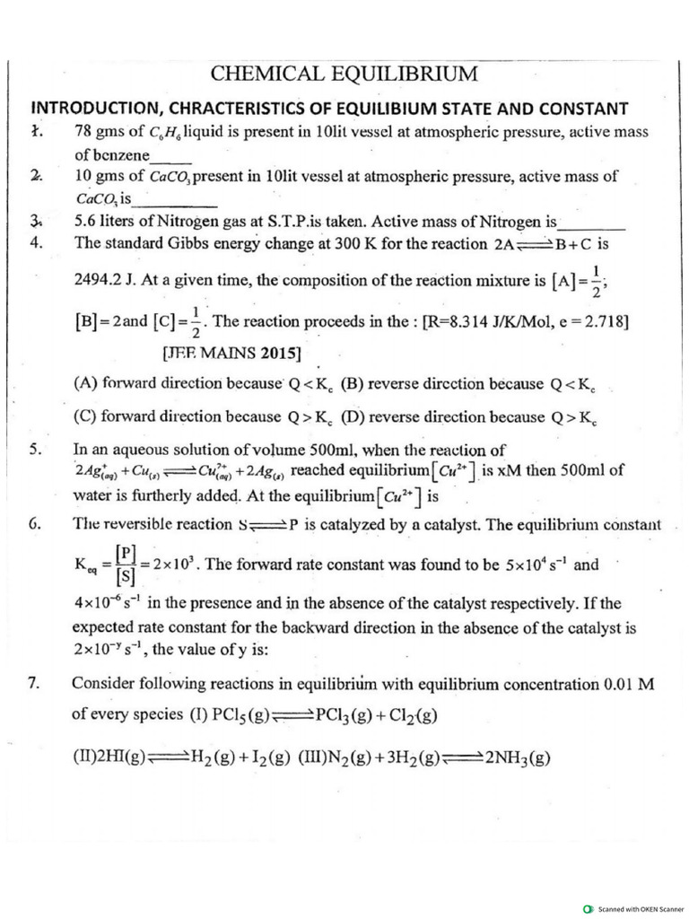Chemical Equilibrium | PDF