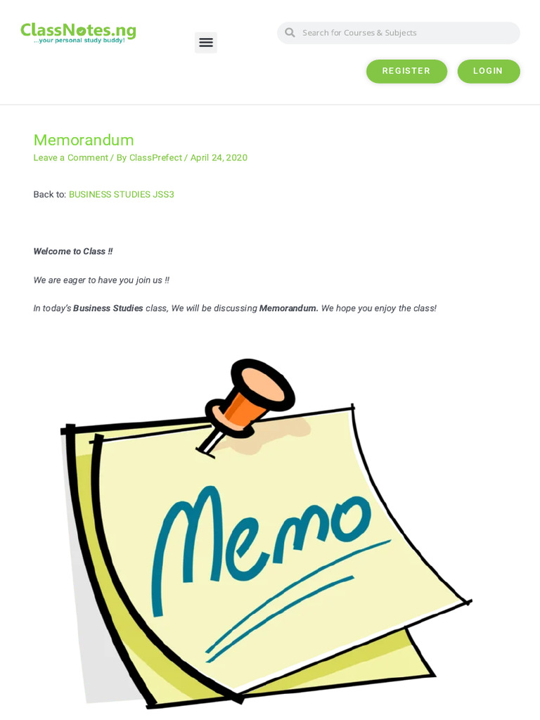 Memorandum ClassNotes - NG 1739272699394 | PDF | Envelope | Memorandum