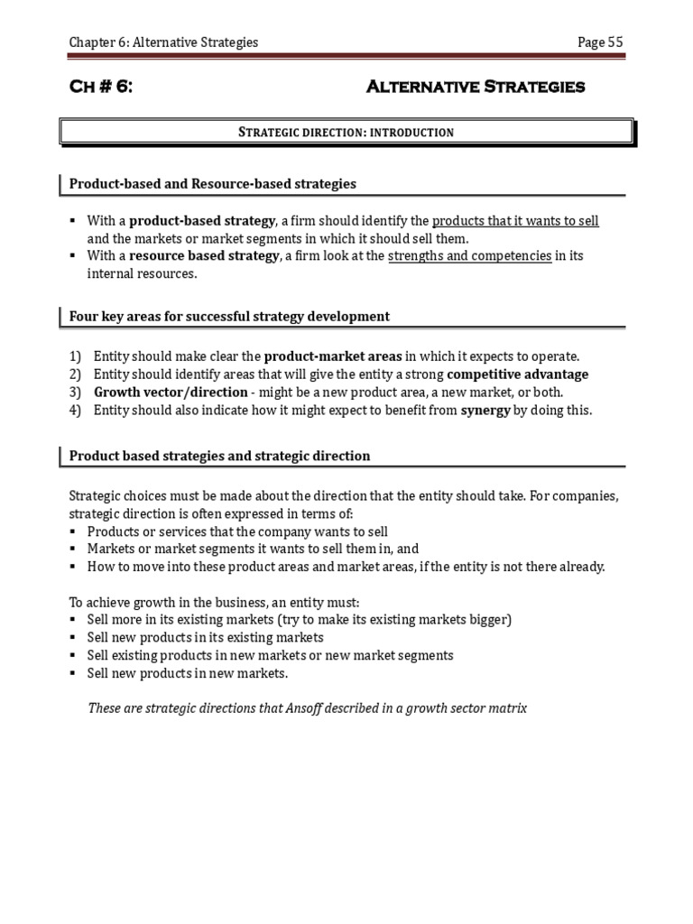 Alternative Business Strategy Approaches | PDF | Mergers And ...