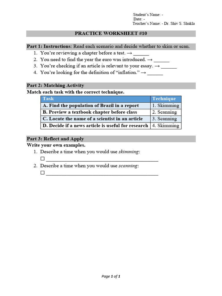 Practice Worksheet #10 | PDF
