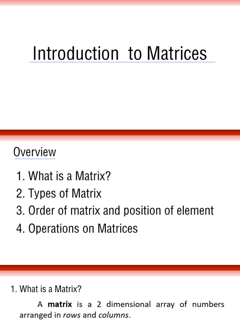 Introduction To Matrices | PDF | Matrix (Mathematics) | Matrix Theory