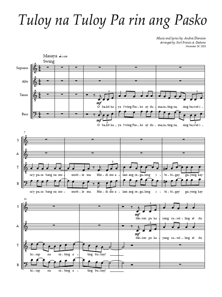 Tuloy N Tuloy Pa Rin Ang Pasko Full Score | PDF