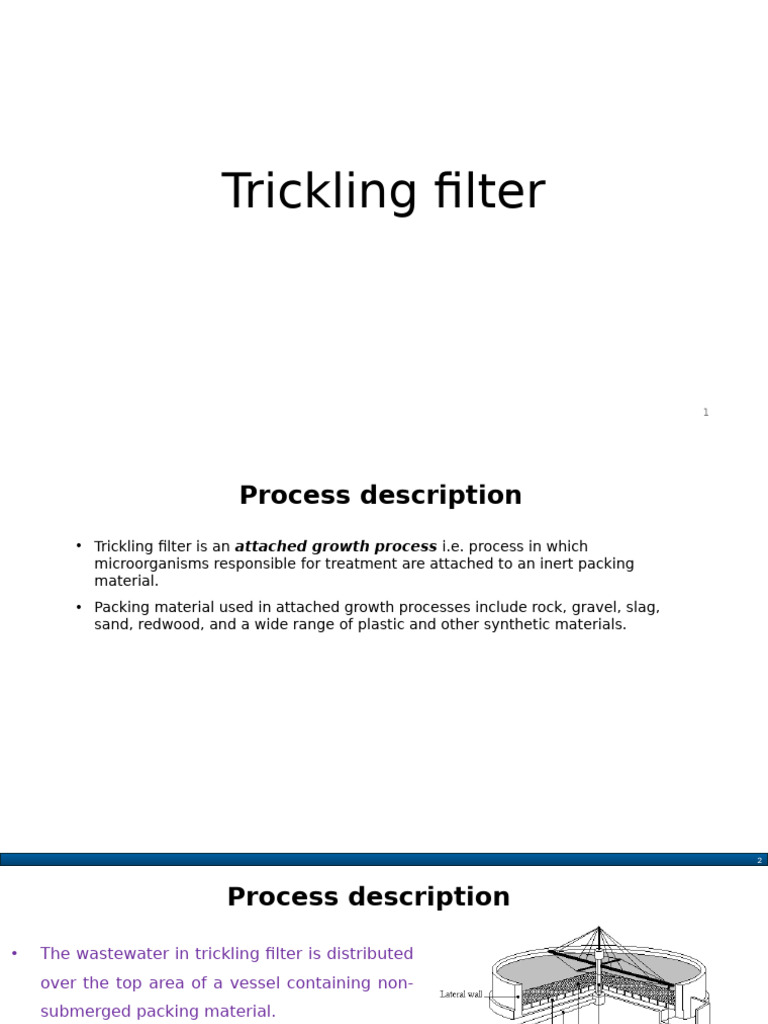 Trickling Filter Wastewater Treatment Guide | PDF | Filtration | Biofilm