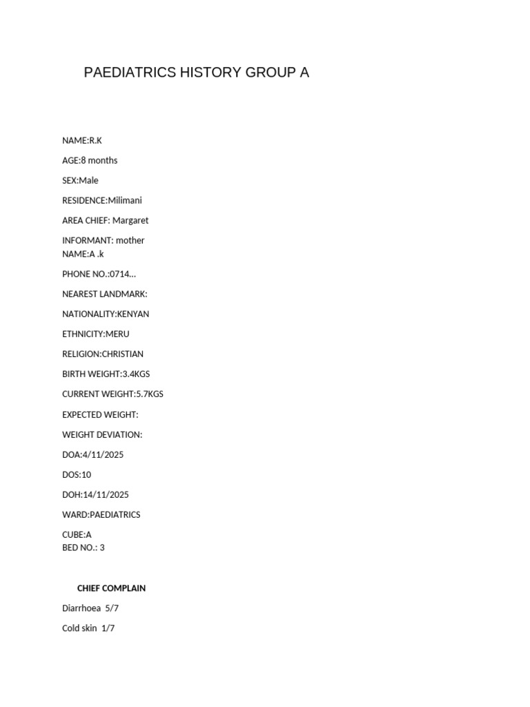 Paediatric History GRP A | PDF | Childbirth | Medical Specialties