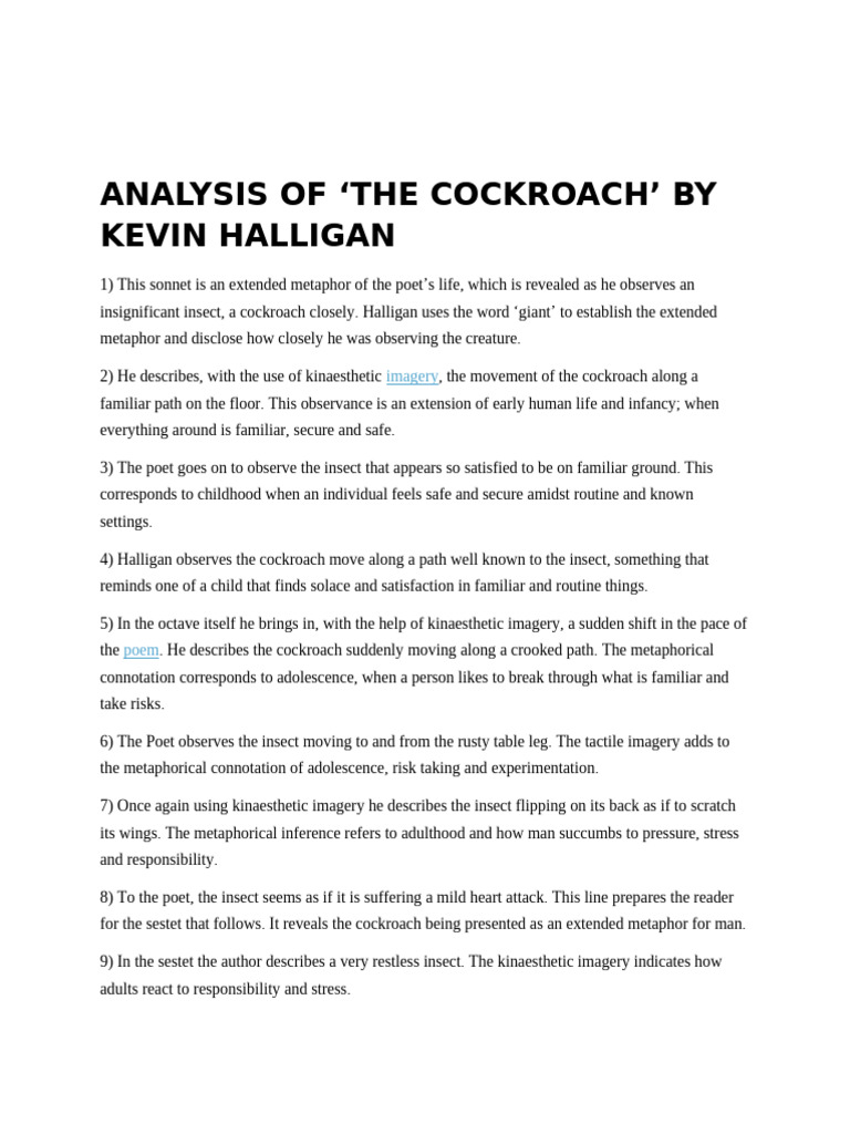 The Cockroach Analysis of Human Behaviour | PDF | Poetry
