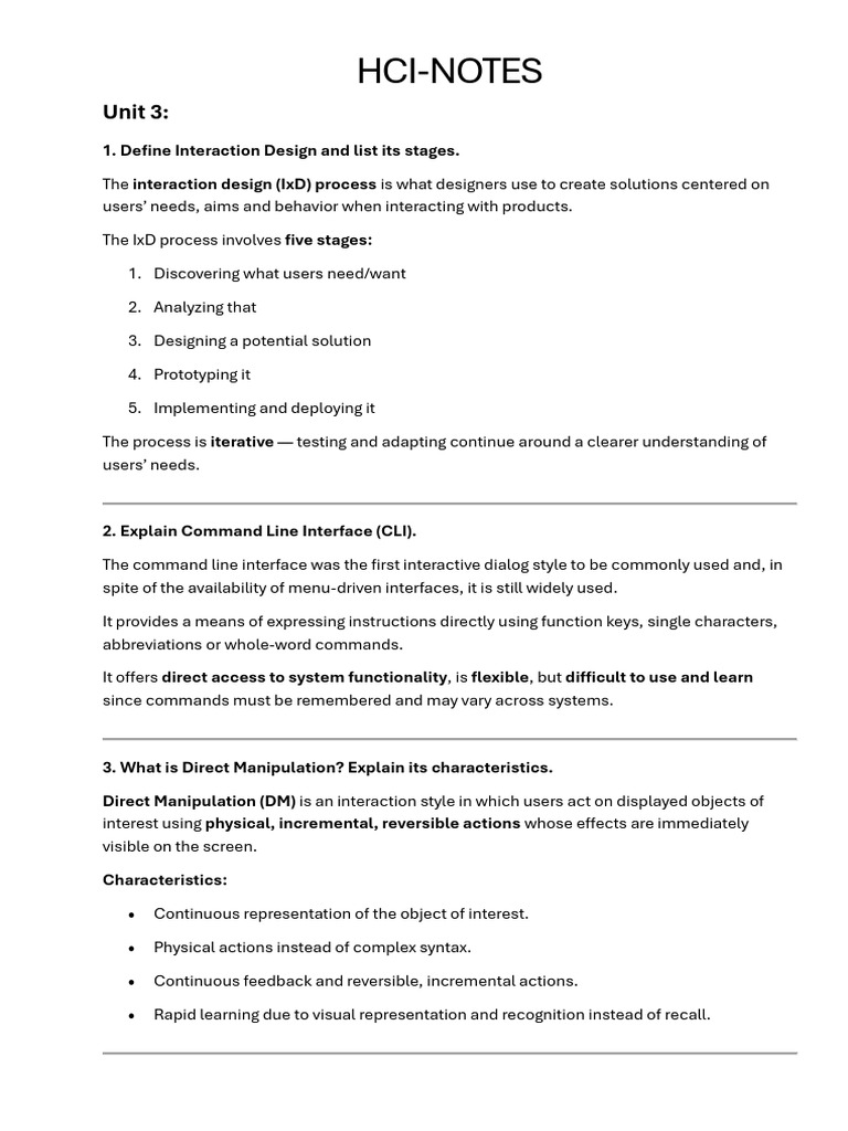 Hci Unit 3 Notes | PDF | Graphical User Interfaces | Command Line Interface