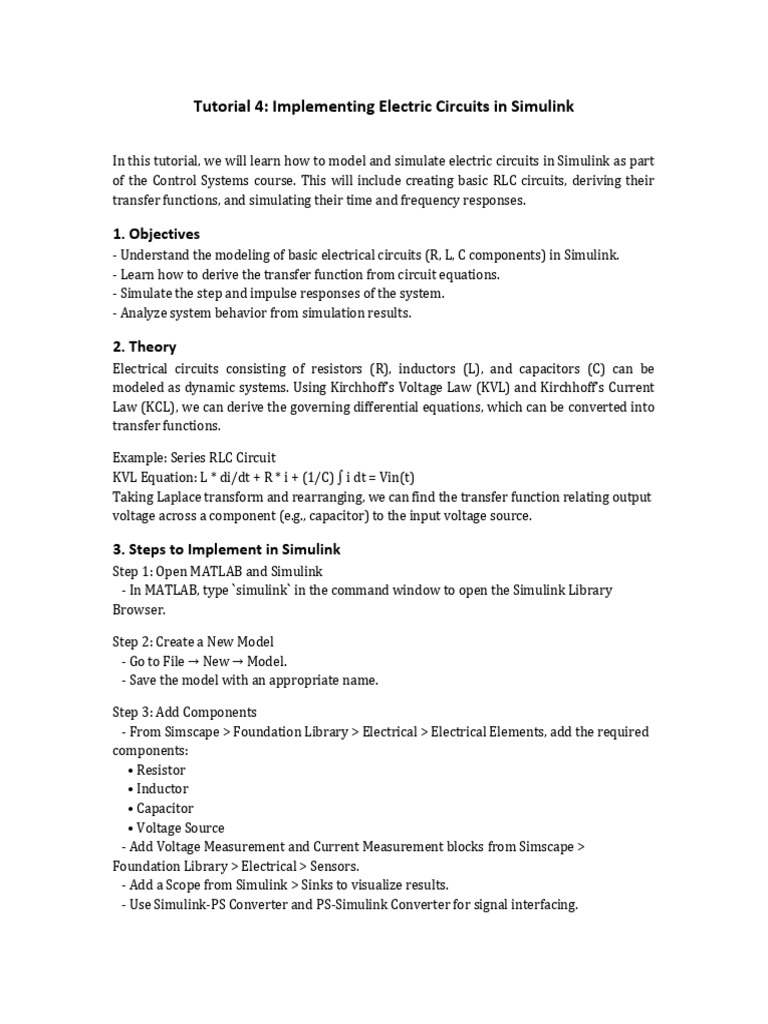 Tutorial 4 Electric Circuits Simulink | PDF | Electrical Network | Capacitor