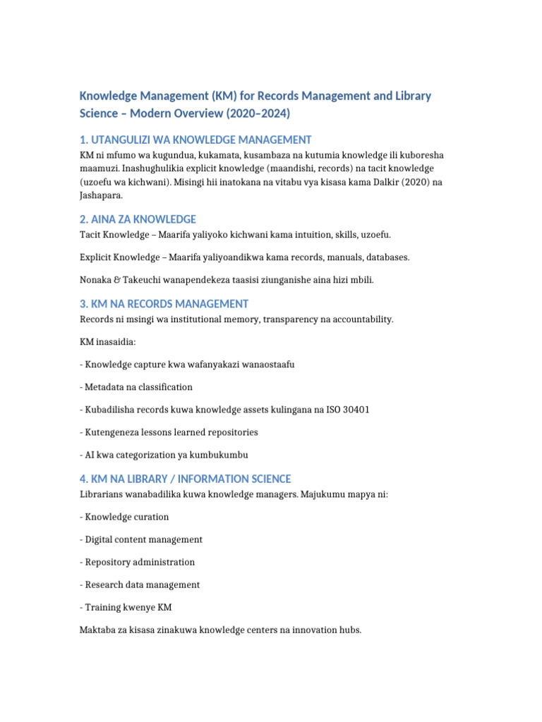 Knowledge Management in Records & Libraries | PDF | Knowledge ...