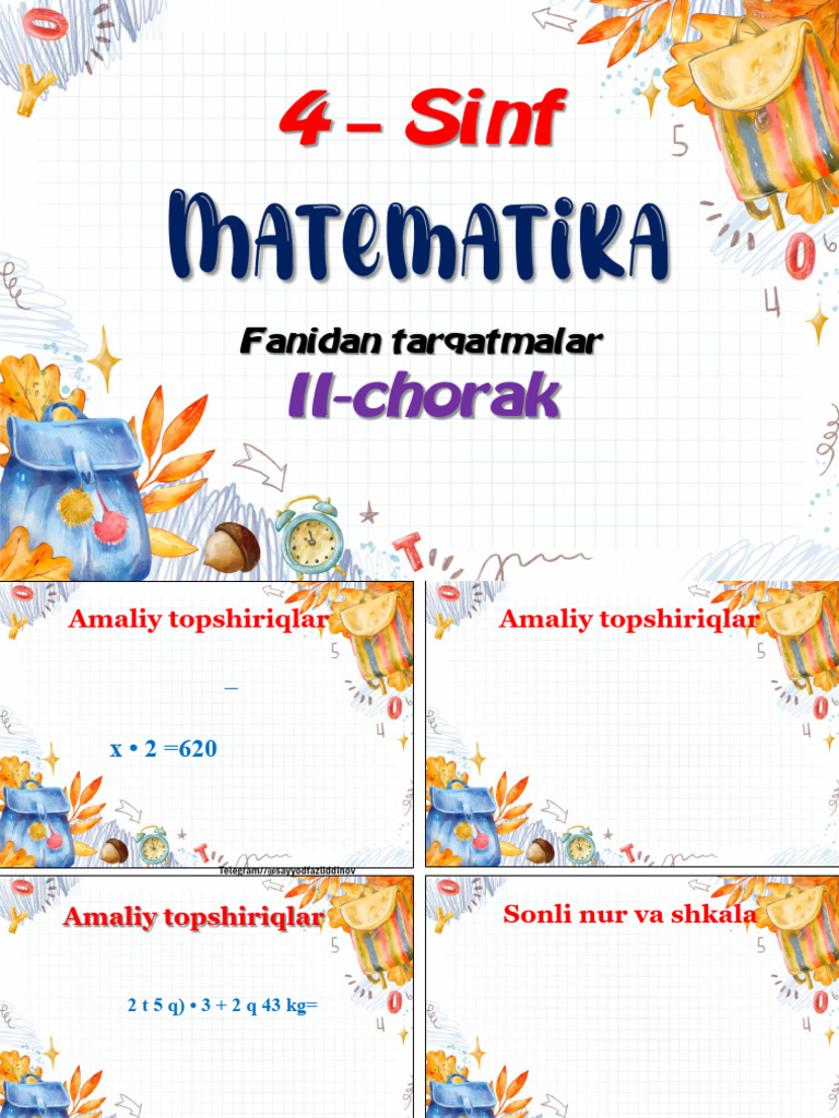 4 Sinf Matematika Tarqatmalar 2 Chorak 2024 2025 O'quv Yili | PDF