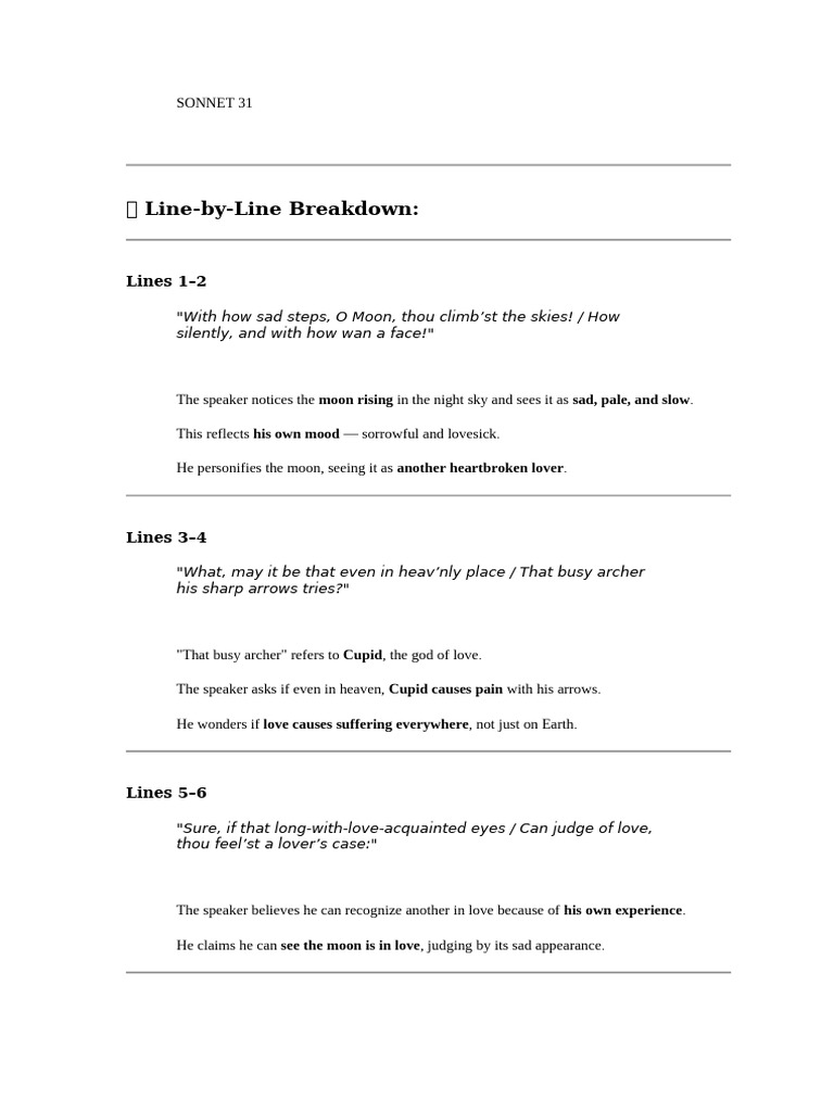 Sonnet 31 | PDF | Love