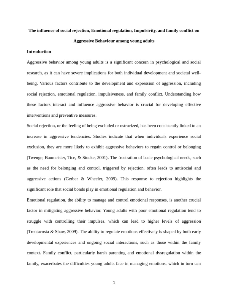 Influence of Social Rejection | PDF | Emotional Self Regulation ...
