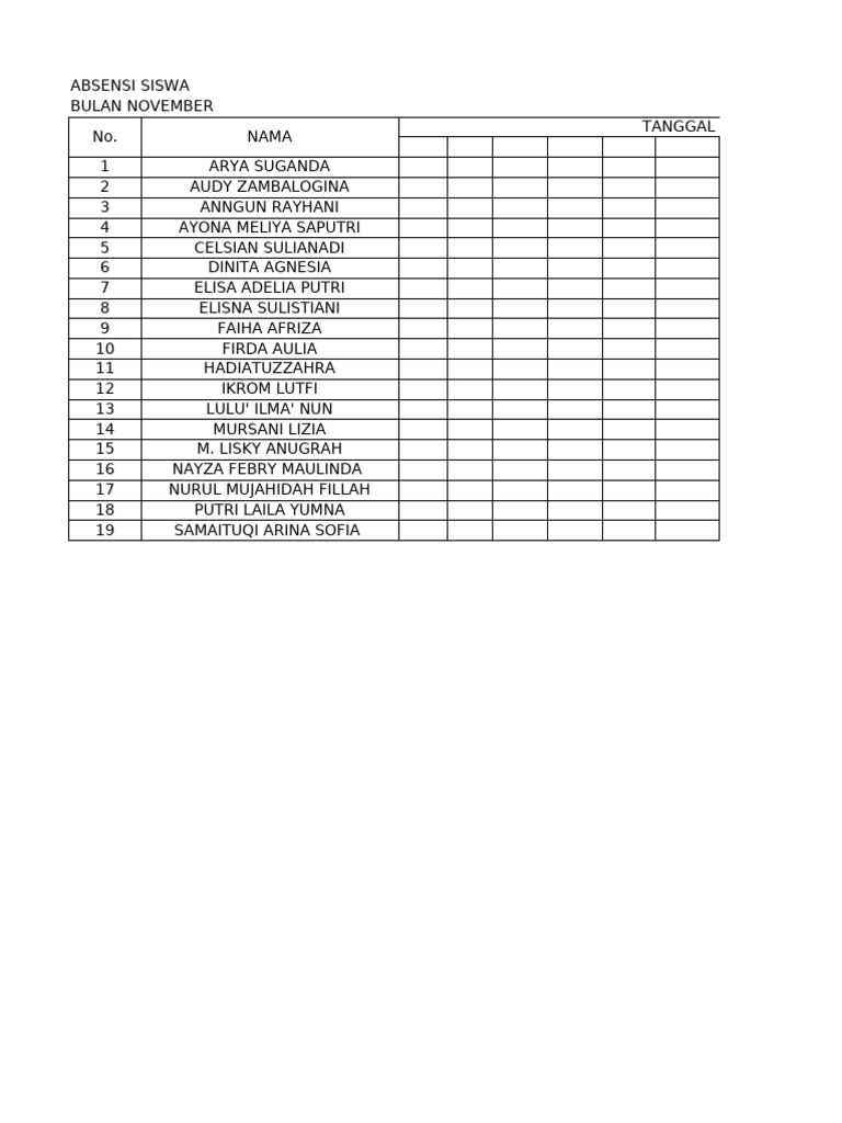 Absen Siswa Ukin | PDF