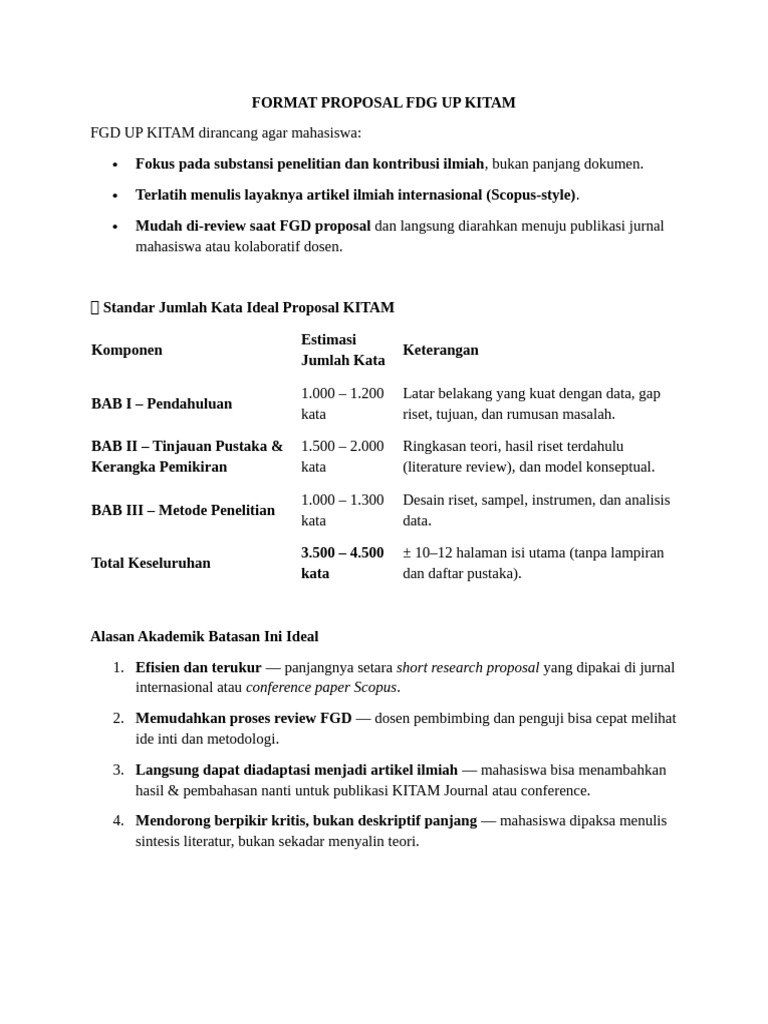 Format Proposal FDG Up Kitam | PDF