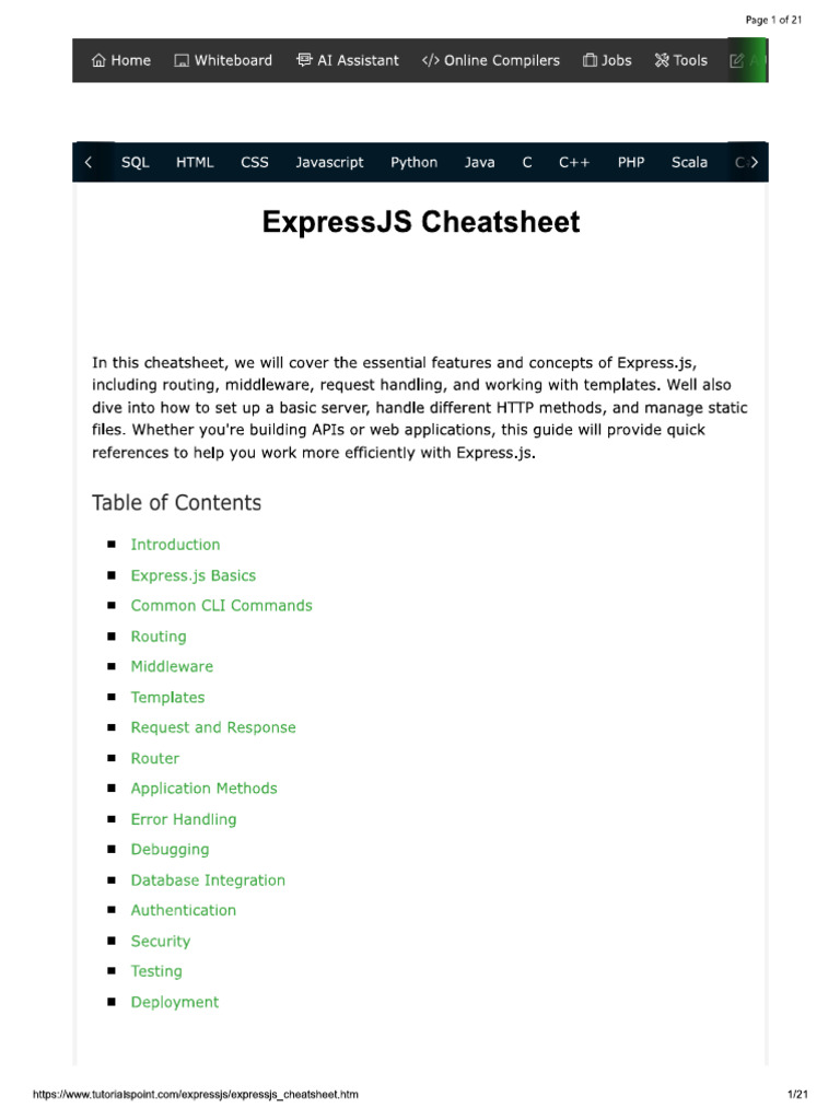Express Cheat Sheet | PDF