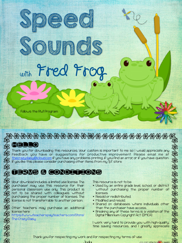 Speed Sounds: Fred Frog | PDF