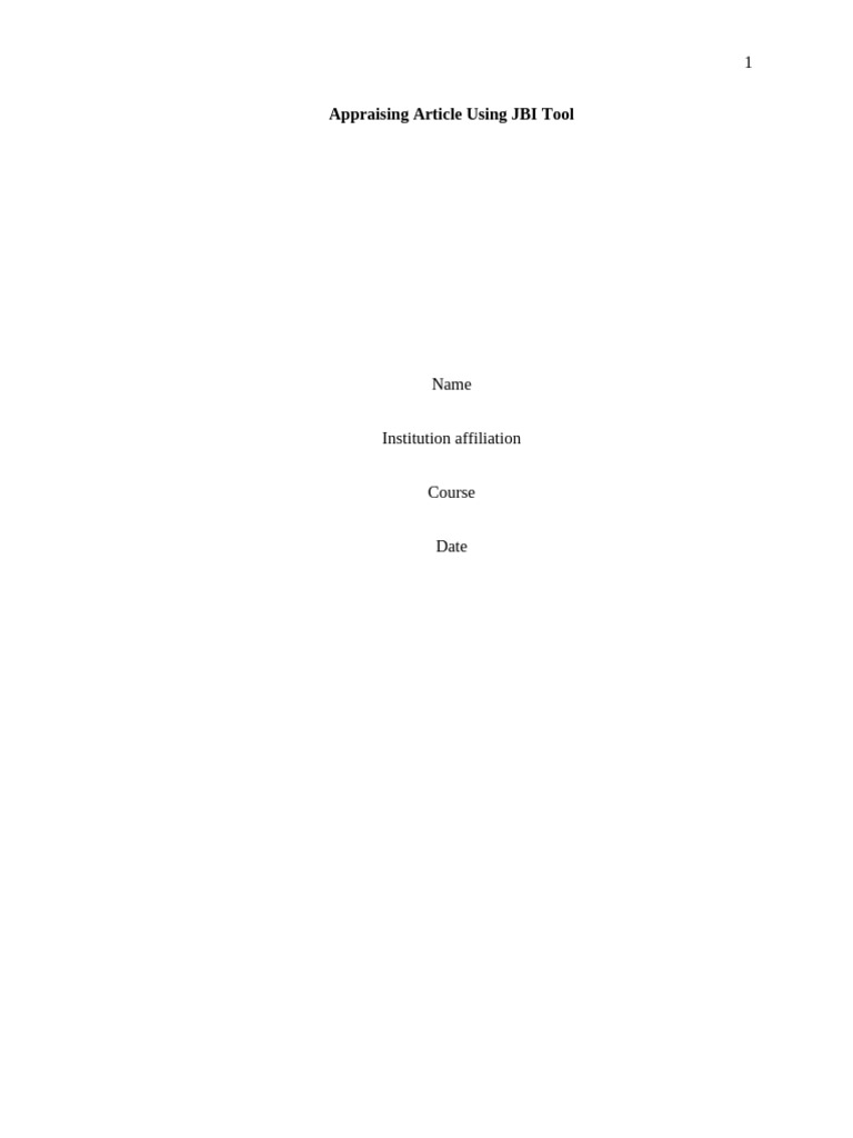 Appraising Article Using JBI Tool | PDF | Systematic Review ...