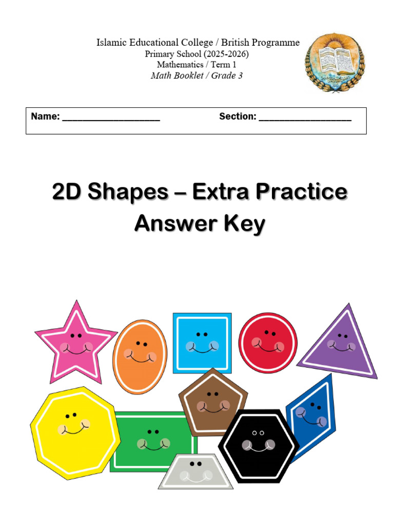 2D Shapes - Extra Practice Answer Key | PDF