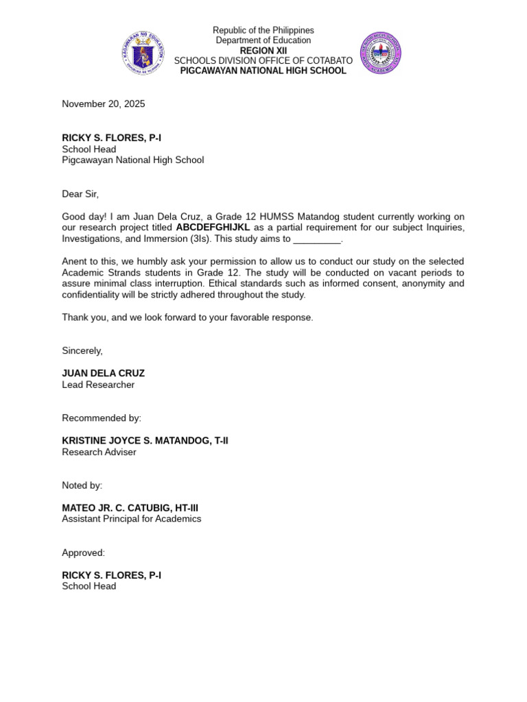 Letter To Conduct Research | PDF