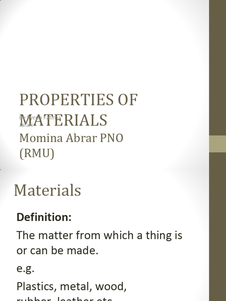 Key Properties of Materials Explained | PDF | Metals | Ductility