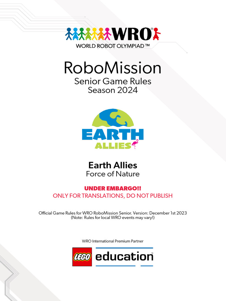 WRO 2024 RoboMission Senior Rules | PDF