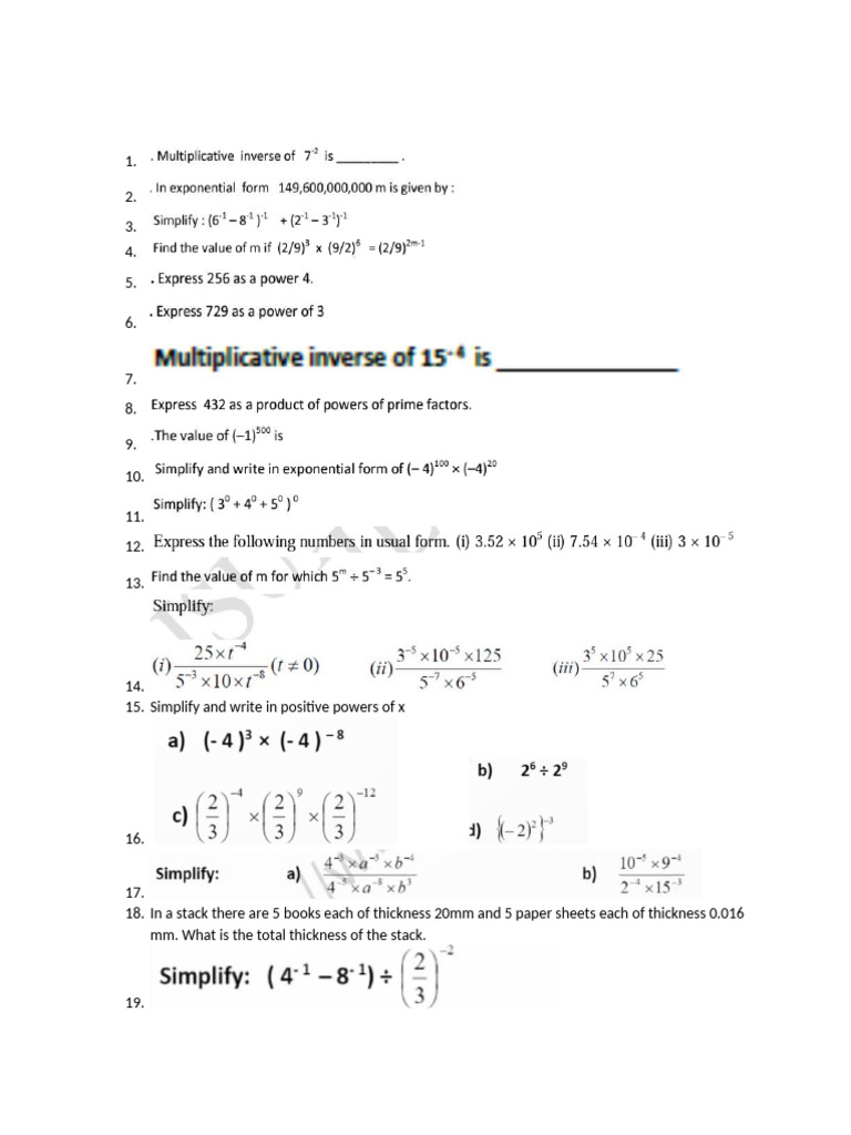 Grade 8 Exponents and Powers Test | PDF