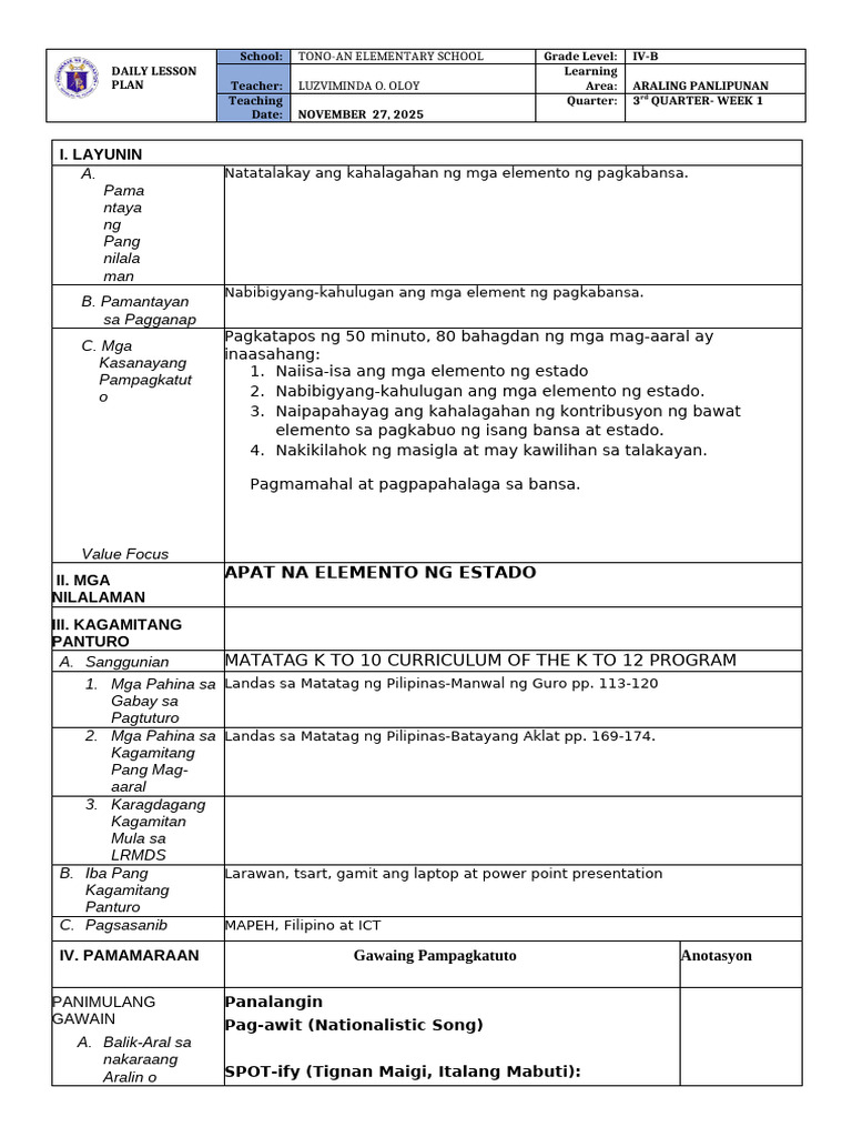 Detailed Lesson Plan in Ap 4 | PDF