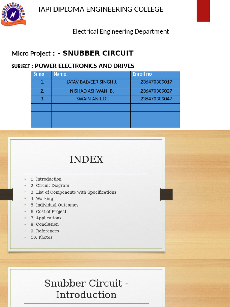 Snubber Circuit Micro Project Overview | PDF | Power Electronics ...