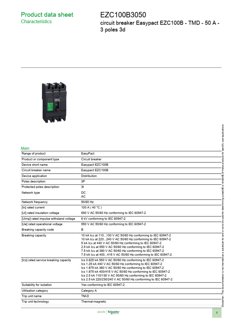 EasyPact EZC_EZC100B3050 | PDF | Alternating Current | Electric Power ...