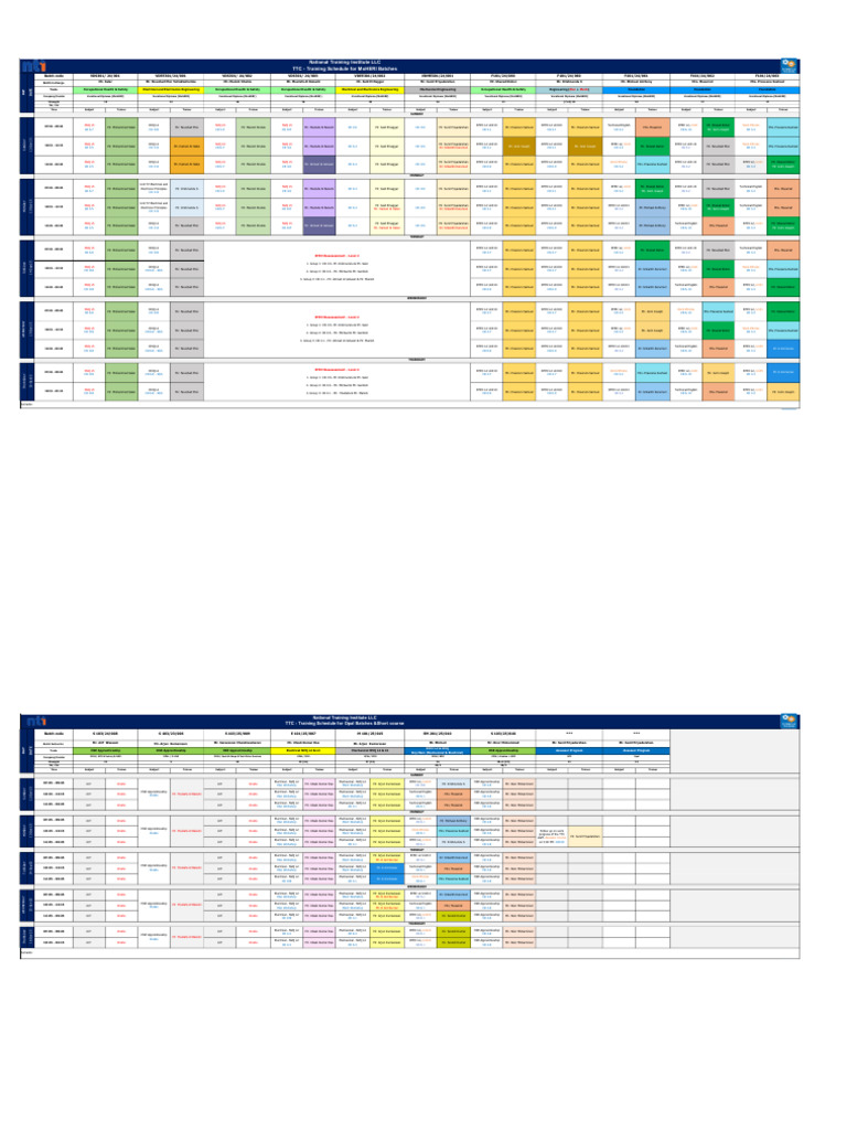 TTC Training Schedule 12-16 Oct '25- V2 | PDF | Electrical Engineering ...