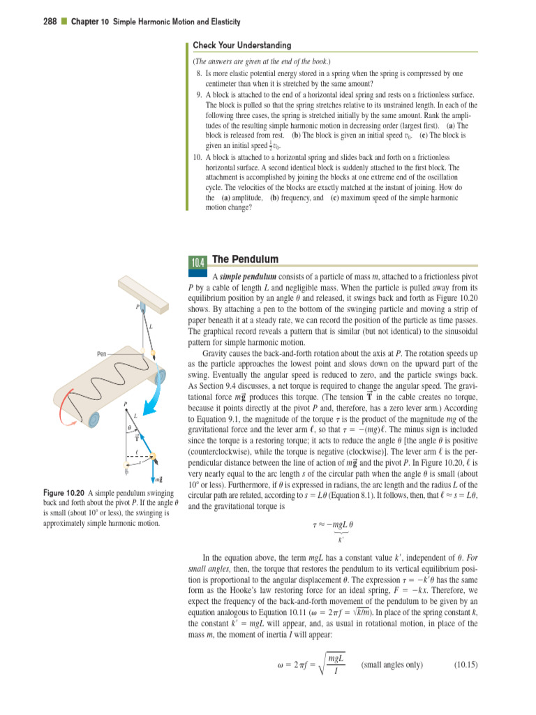 Simple Harmonic Motion and Pendulums | PDF | Pendulum | Torque
