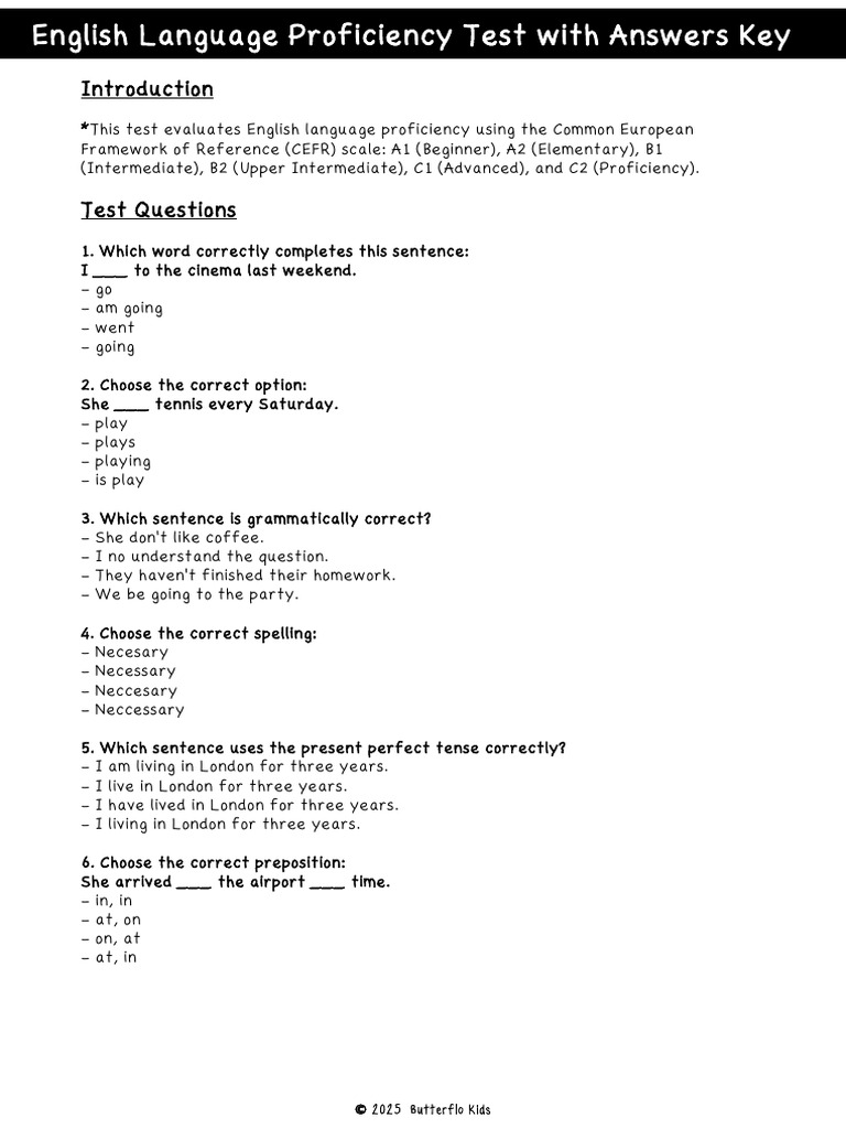 English Proficiency Test CEFR Levels | PDF | English Language ...