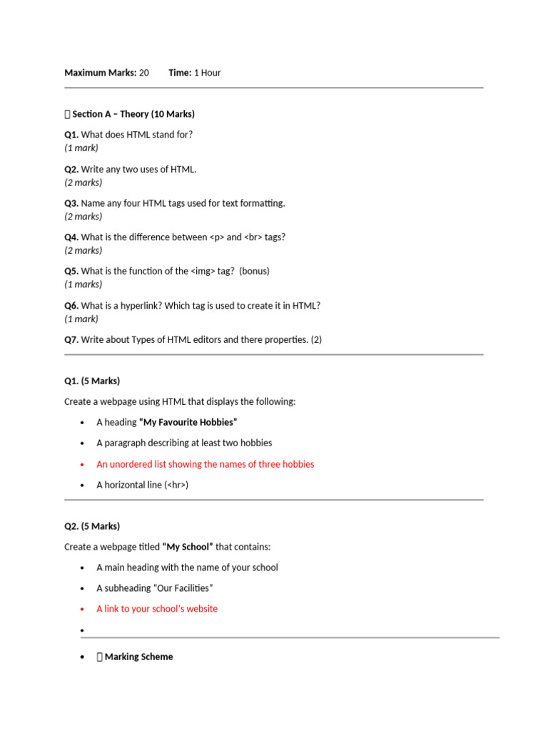Abhi HTML Exam | PDF