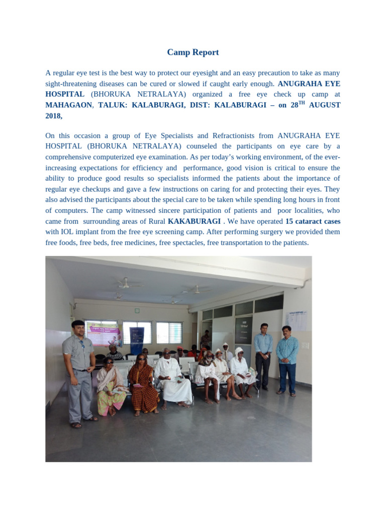 Write Up On Eye Screening MAHAGAON CAMP - 28.8.18 | PDF