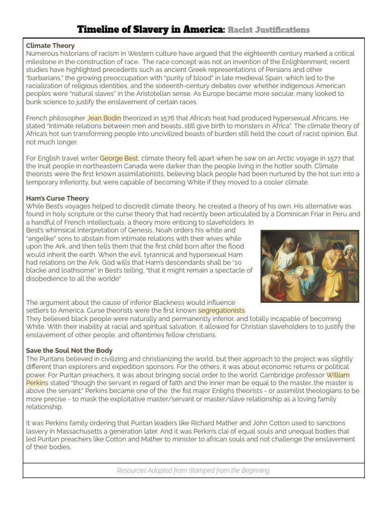 Timeline of Slavery in America | PDF | Slavery In The United States ...