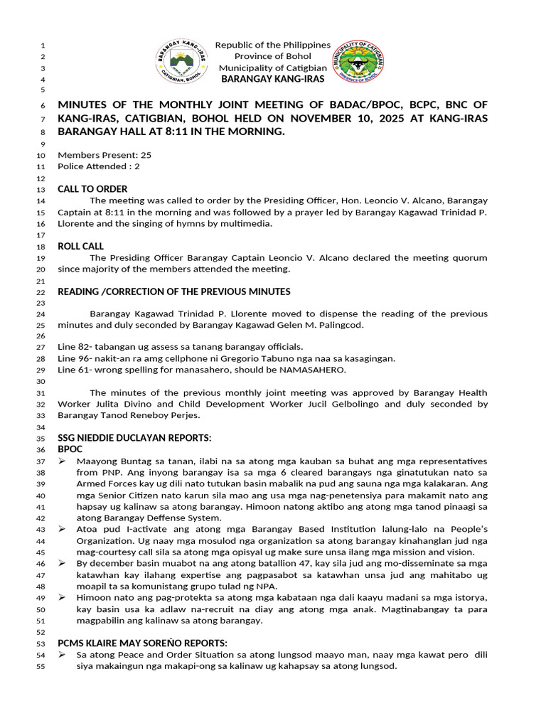 Badac Minutes November 2025 | PDF