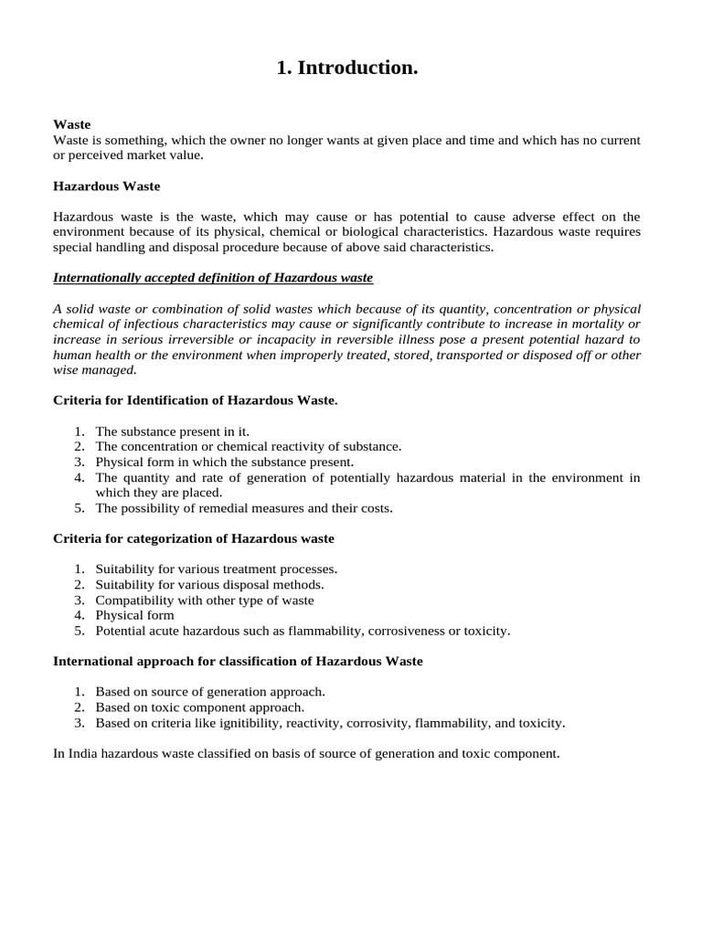 Introduction | PDF | Waste | Hazardous Waste