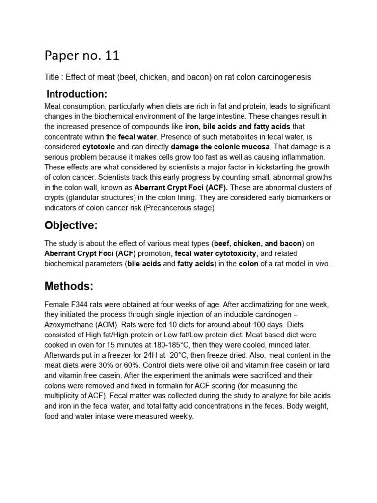 Colon Carcinogenesis - Note (Paper 13) | PDF | Diet (Nutrition) | Diet ...
